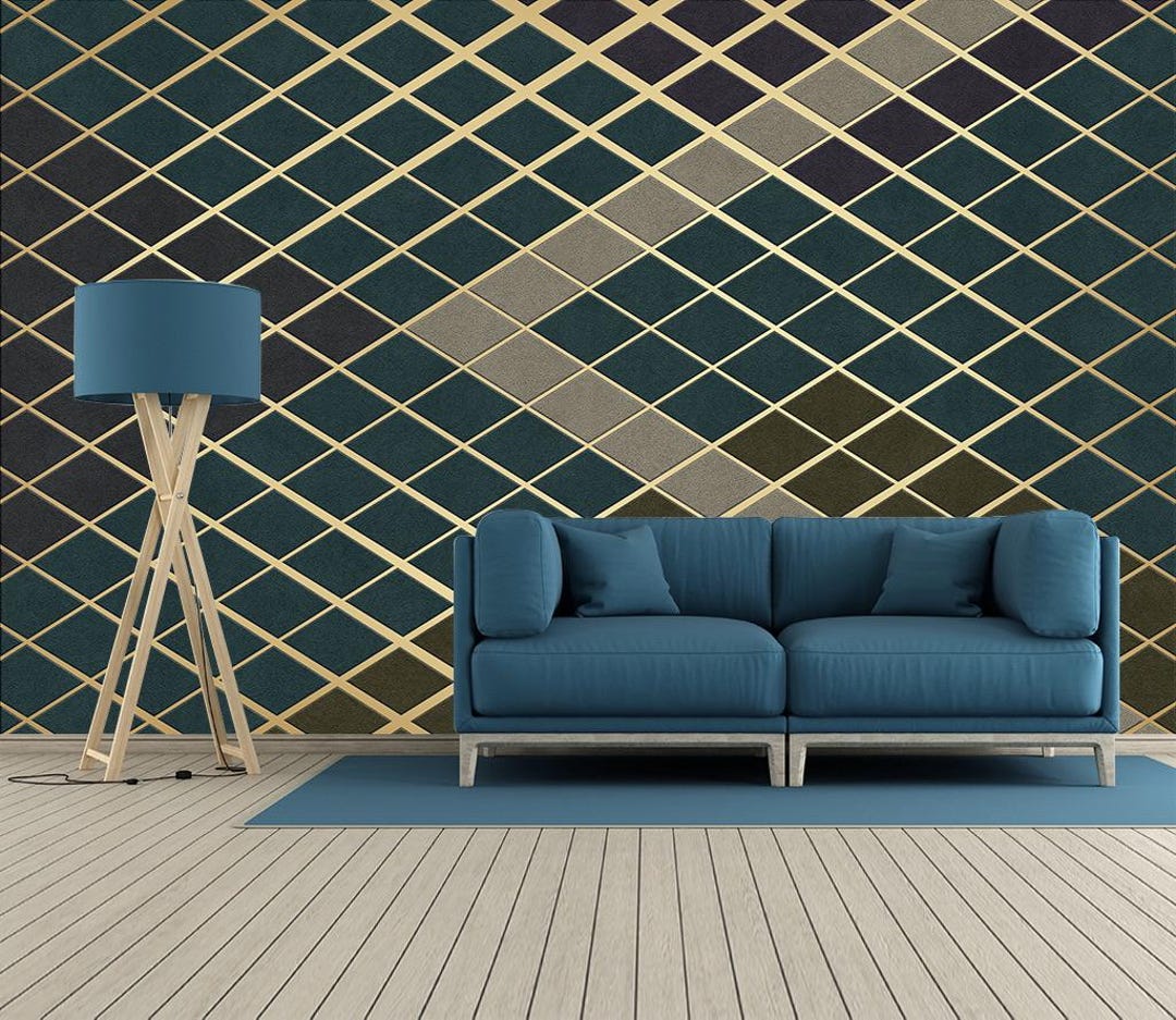 Elegant Geometric Diamond Pattern Wallpaper - Etsy