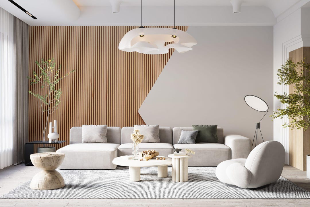 Modern Minimalist Living Room Wallpaper Design - Etsy