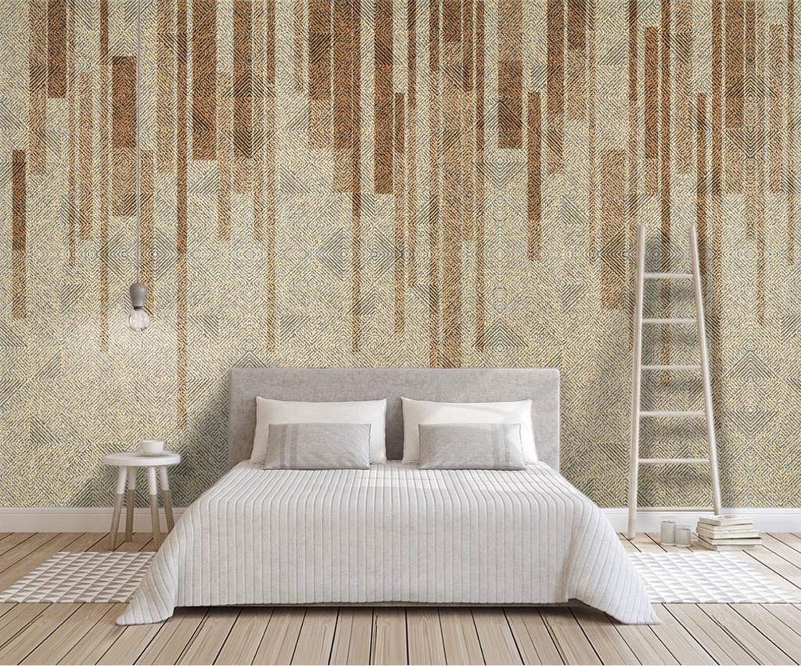 Modern Geometric Abstract Wallpaper - Beige and Brown Vertical Lines ...
