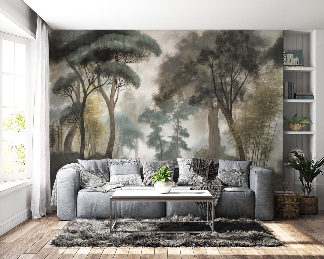 Serene Forest Mural Wallpaper - Nature-inspired Wall Art for Living ...