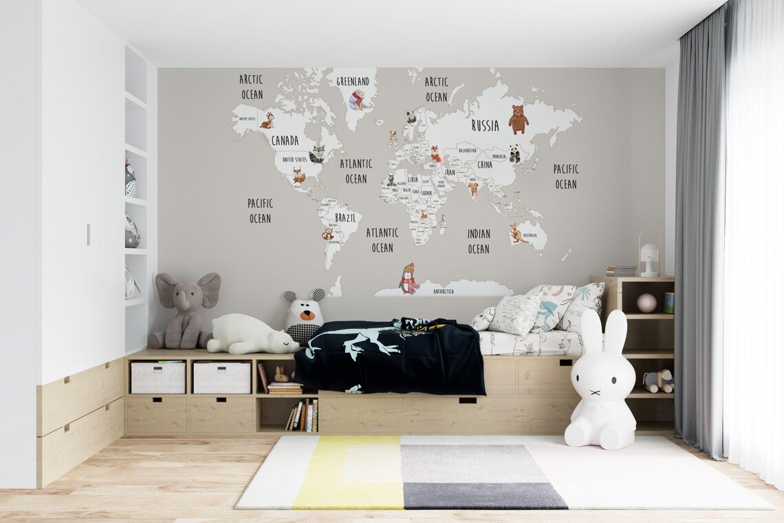 Educational World Map for Little Explorers - Etsy