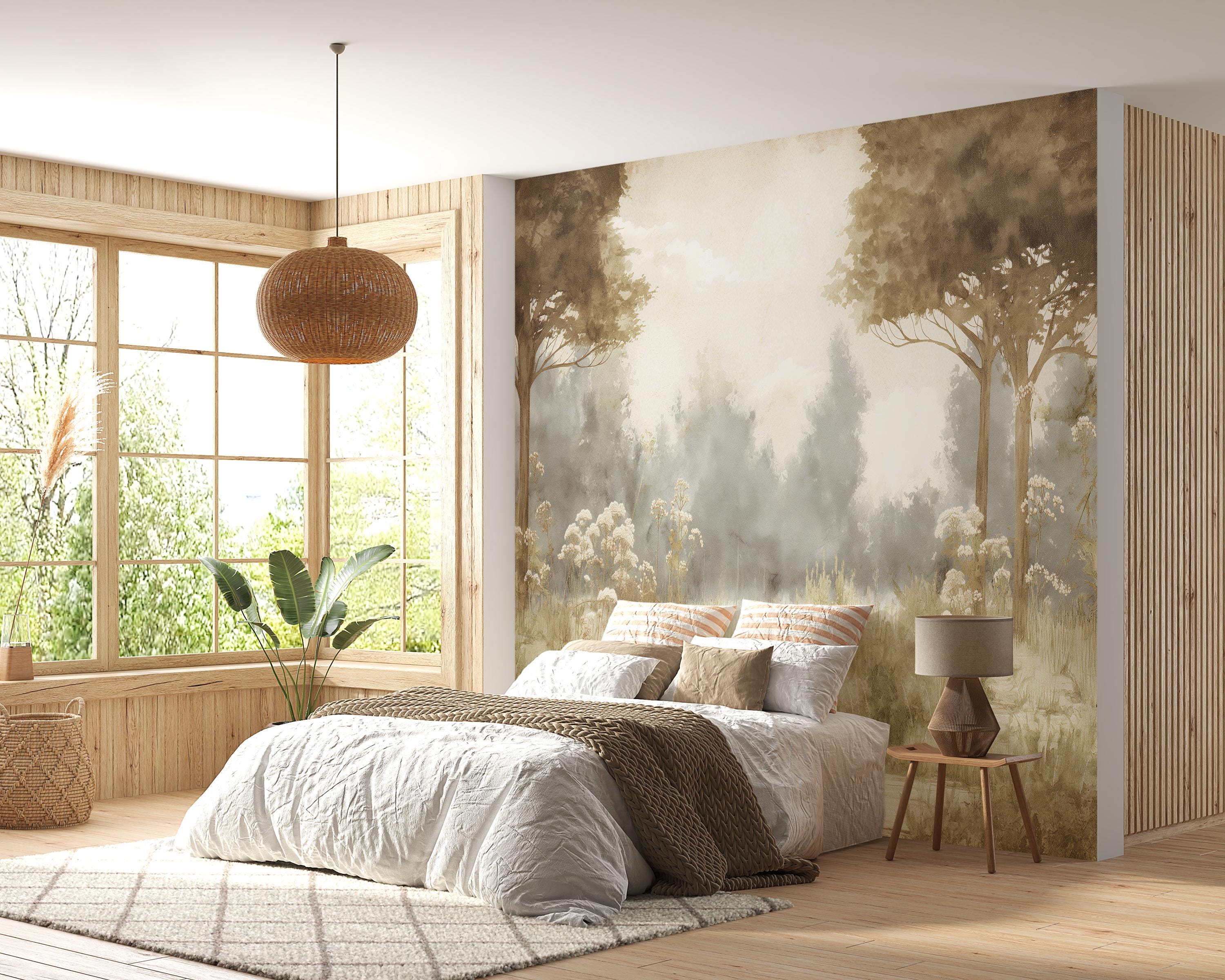 Serene Forest Mural Wallpaper for Bedroom Decor - Etsy