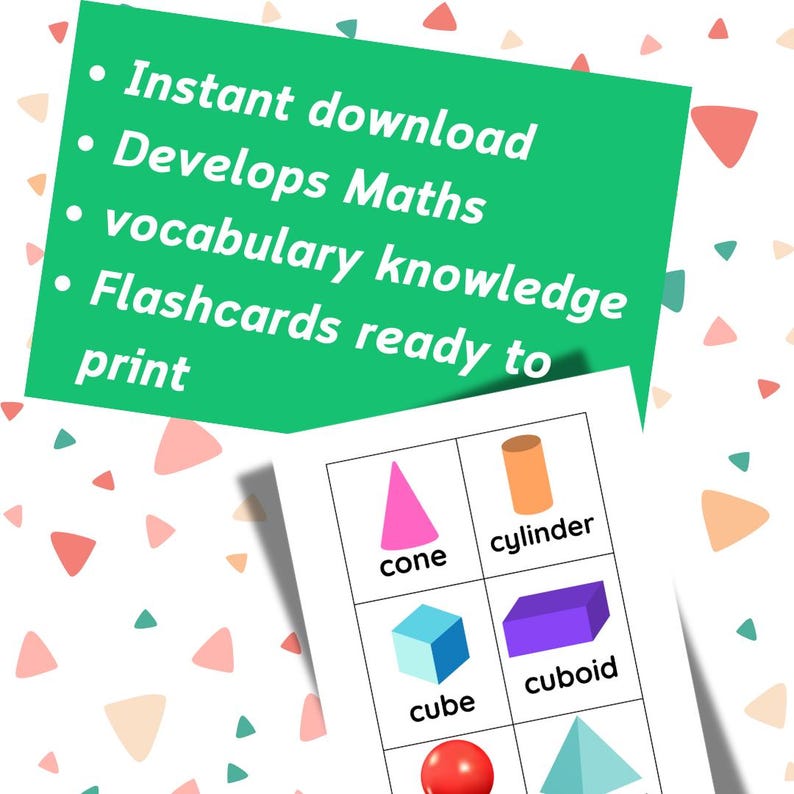 3D Shapes Flashcards - Etsy