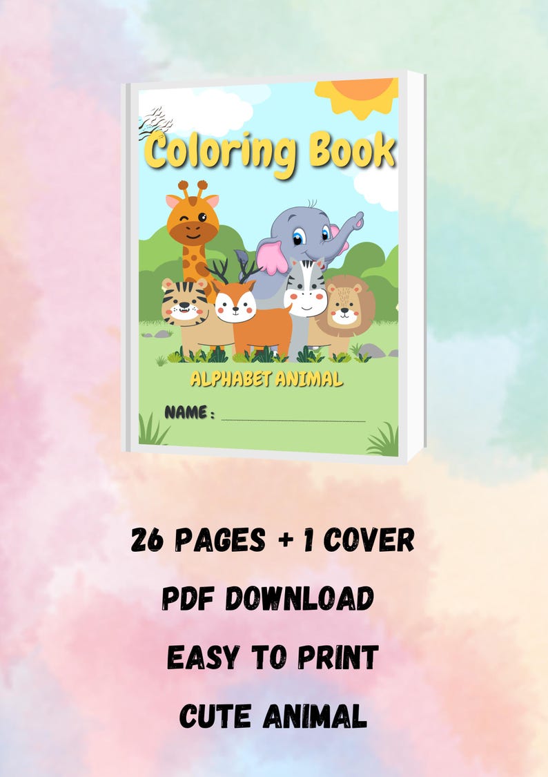 Alphabet Animal Coloring Book - Etsy