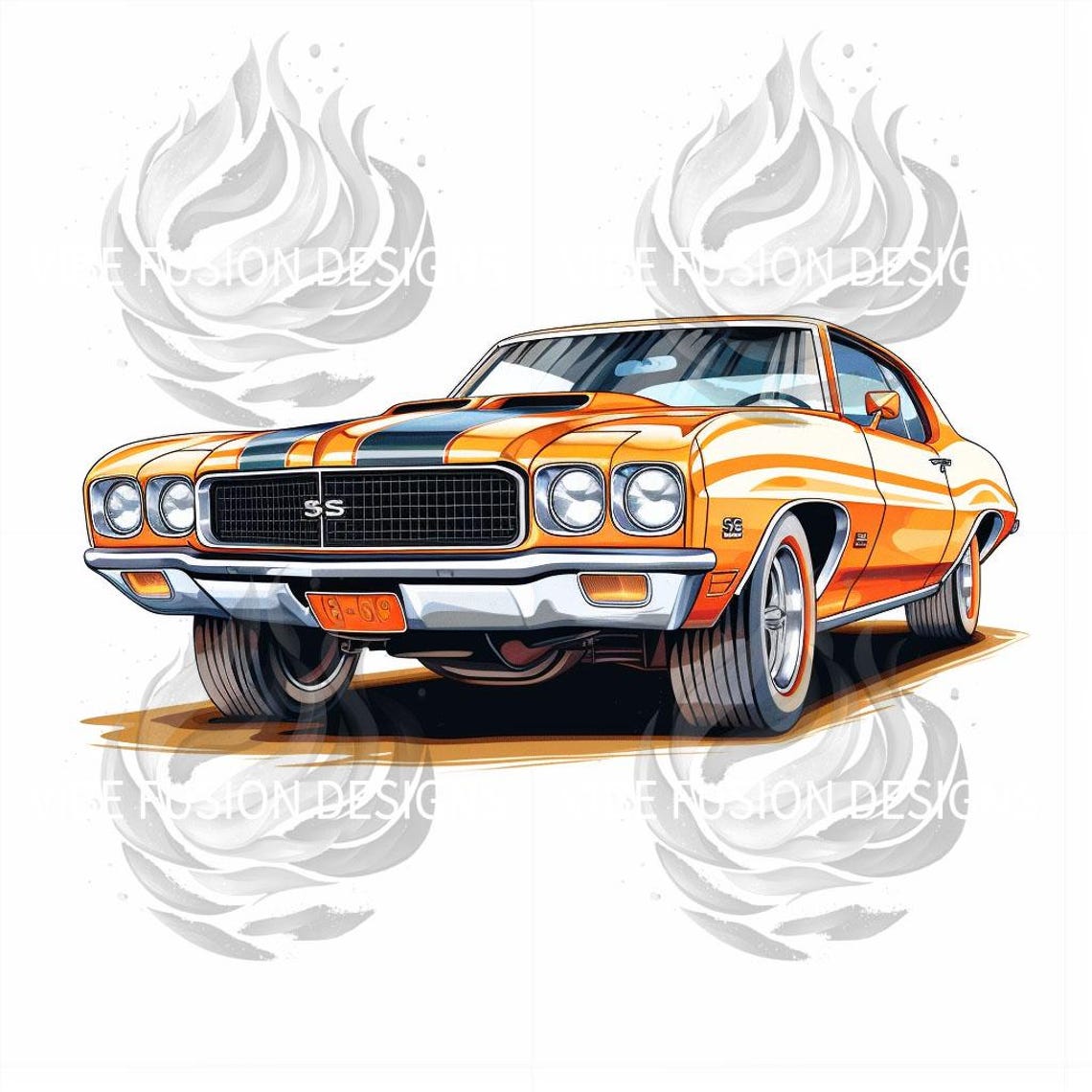 Muscle Car Illustrations Art, T-shirt Design Bundle (PNG Files) - Etsy