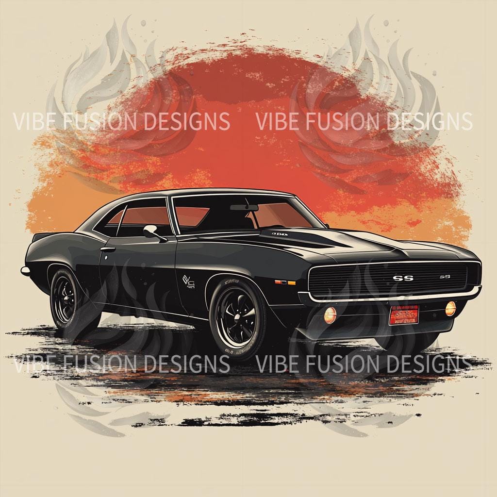 Muscle Car Illustrations Art, T-shirt Design Bundle (PNG Files) - Etsy