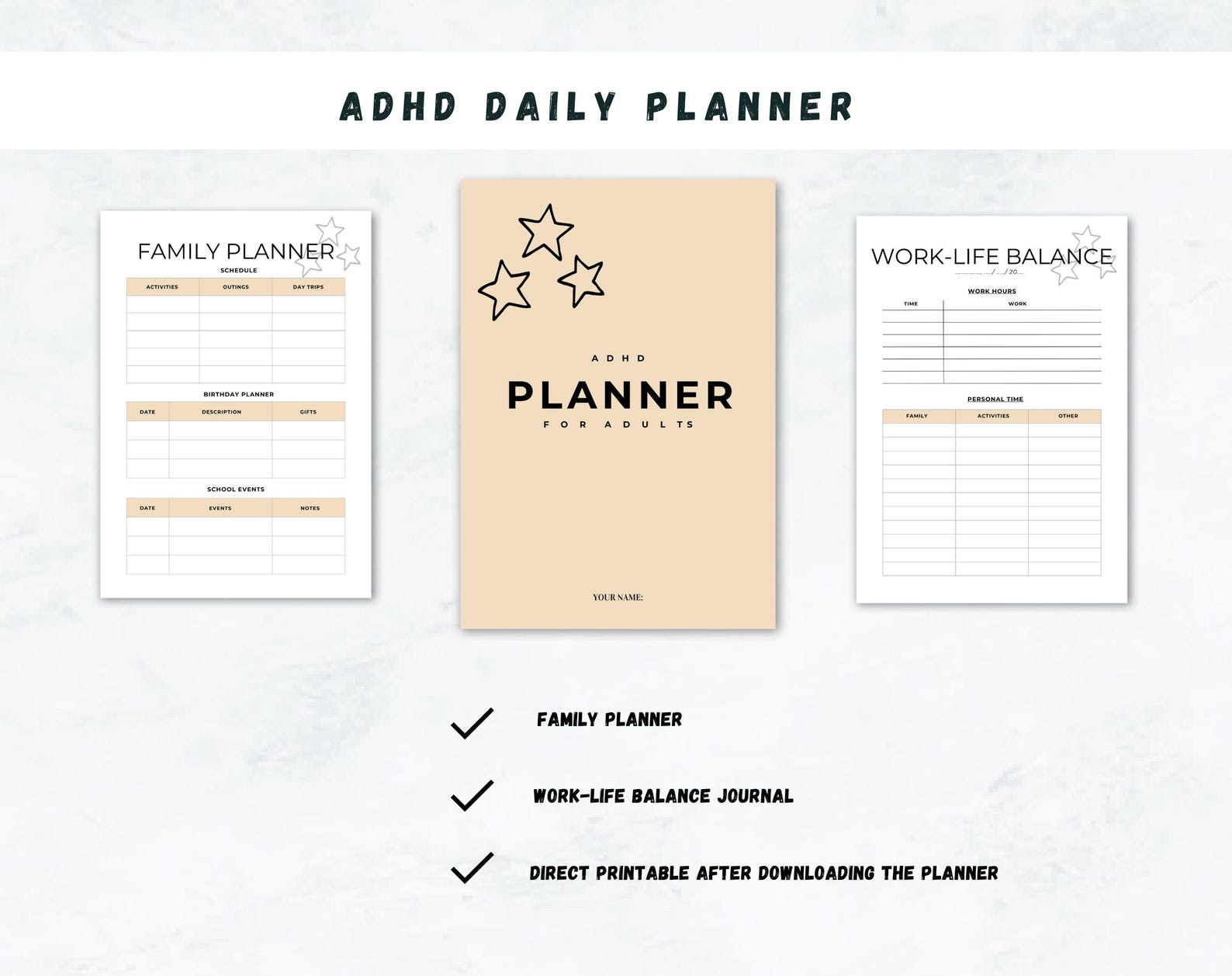 Printable Adhd Planner Adults, Family Planner, Work-life Balance ...