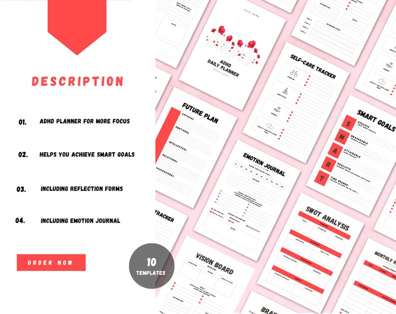 ADHD Daily Planner, ADHD Planner, Printable Planner, Emotion Journal ...