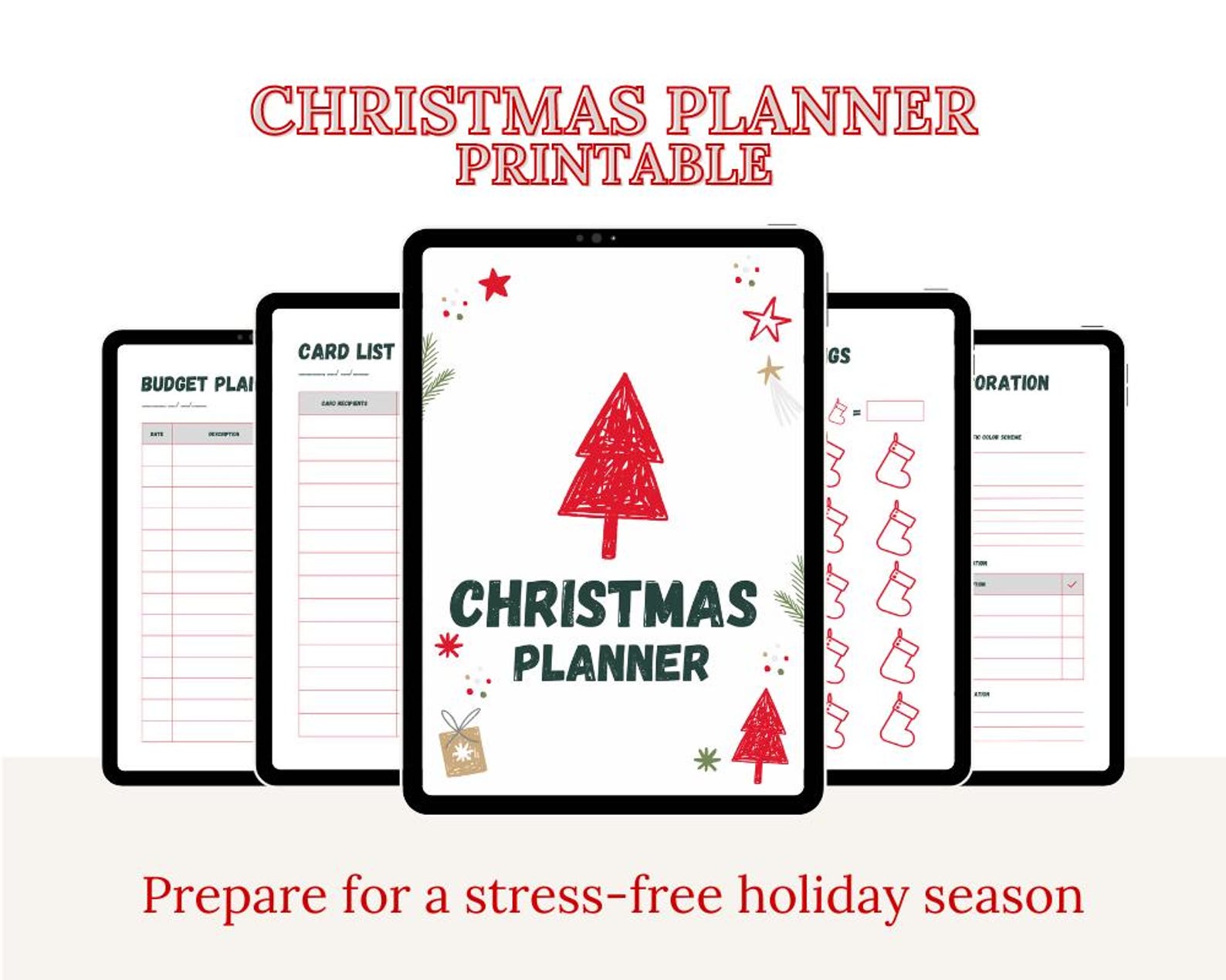 Christmas Planner, Printable, Budgetplanner, Christmas Decoration ...