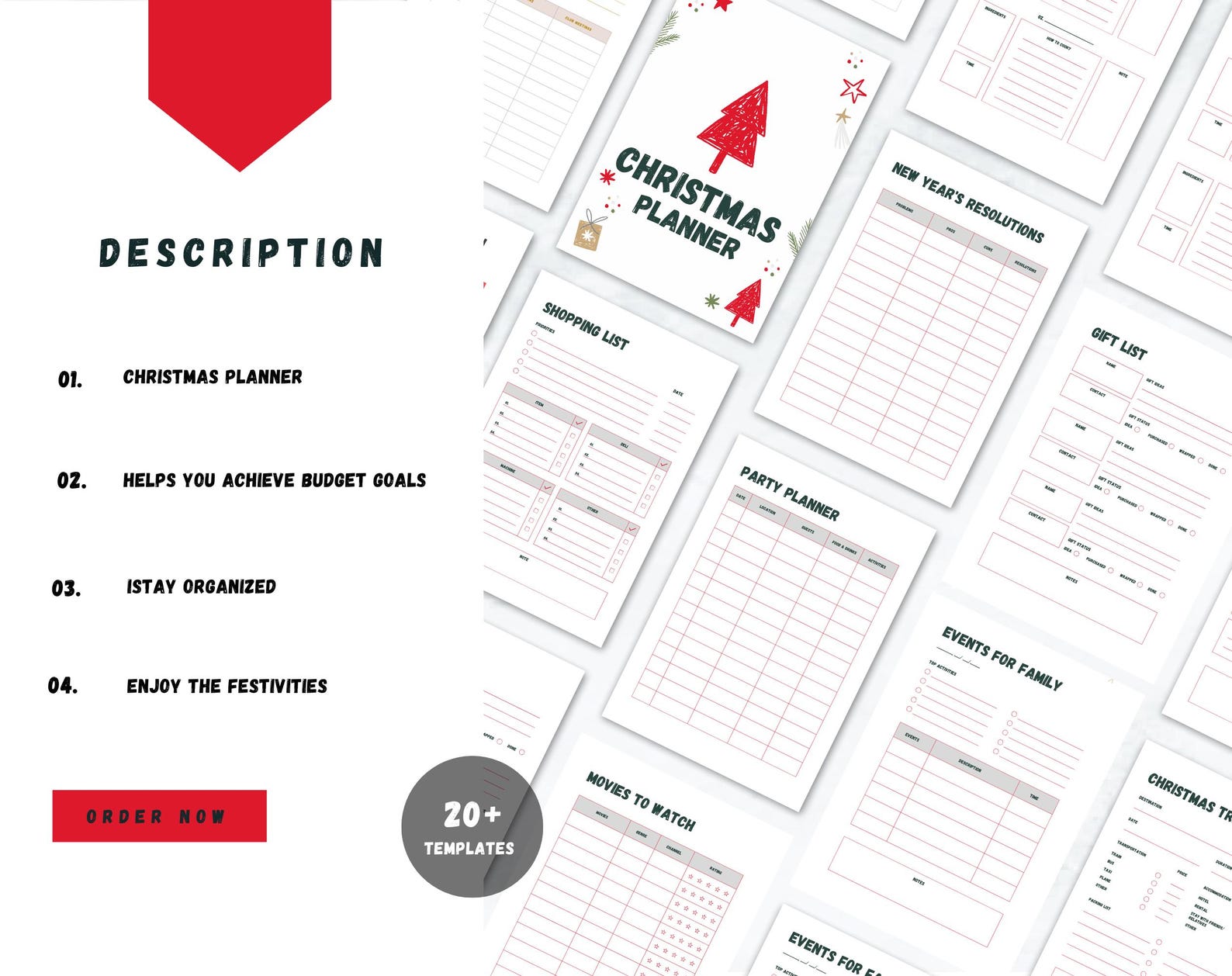 Christmas Planner, Printable, Budgetplanner, Christmas Decoration ...