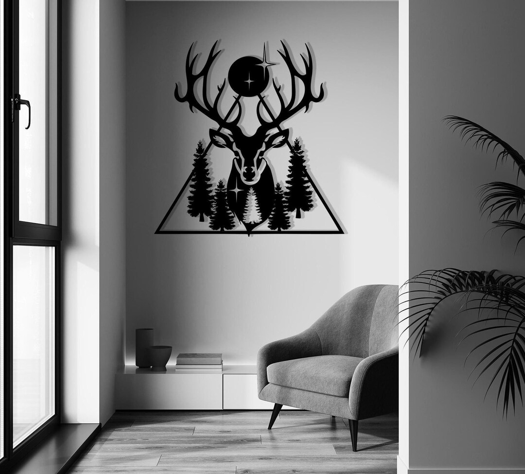 Deer Head Metal Wall Art Rustic Wildlife Decor Nature-inspired Wall ...