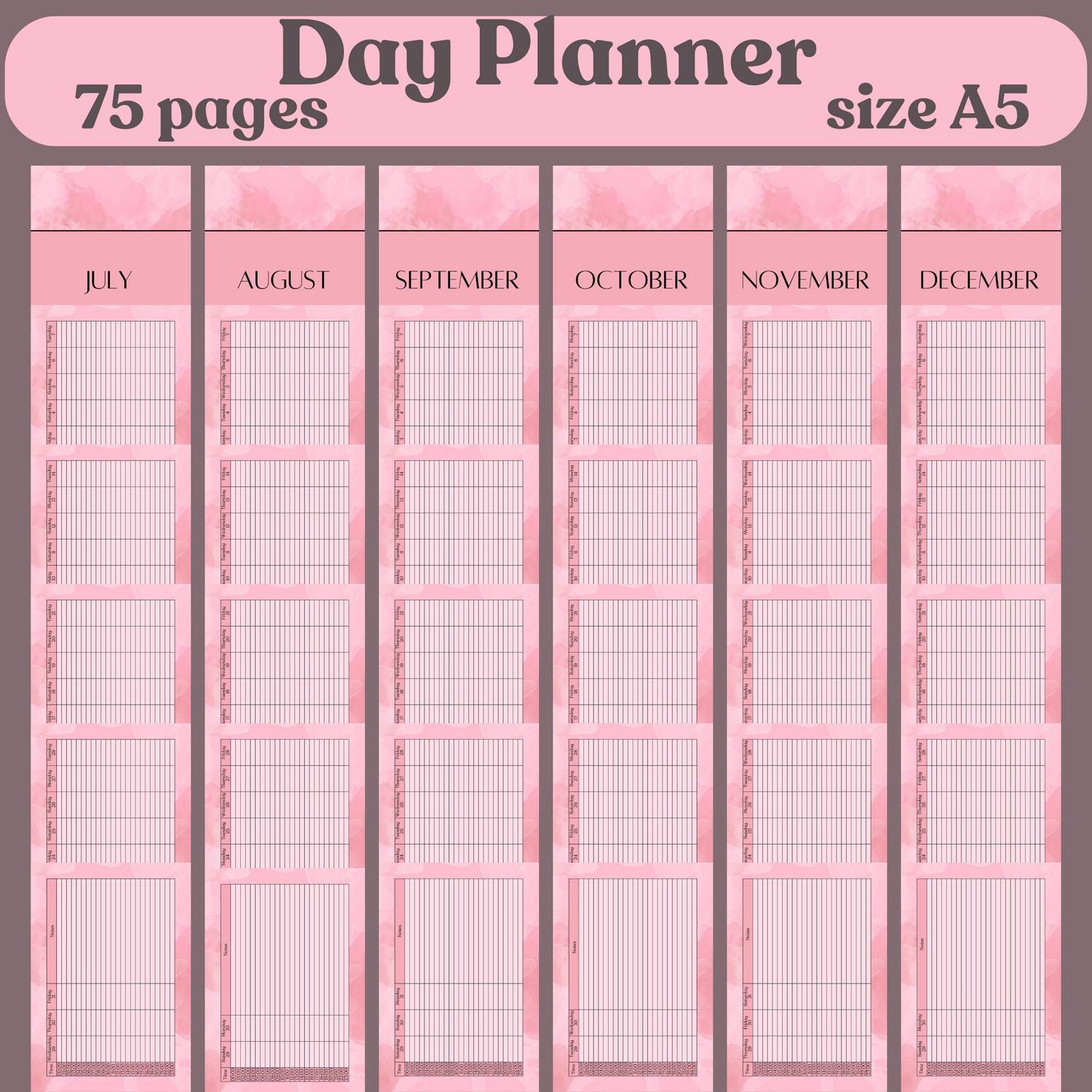 Day Planner, 2025 Day Planner, Pink 2025 Day Planner, 24 Hour Day ...