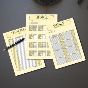 A5, A6 - Money Tracker and Budget Planner Pages, Yellow Budget Planner ...