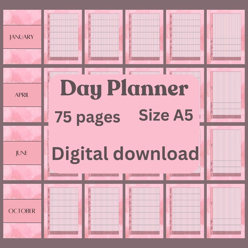 Day Planner, 2025 Day Planner, Pink 2025 Day Planner, 24 Hour Day ...