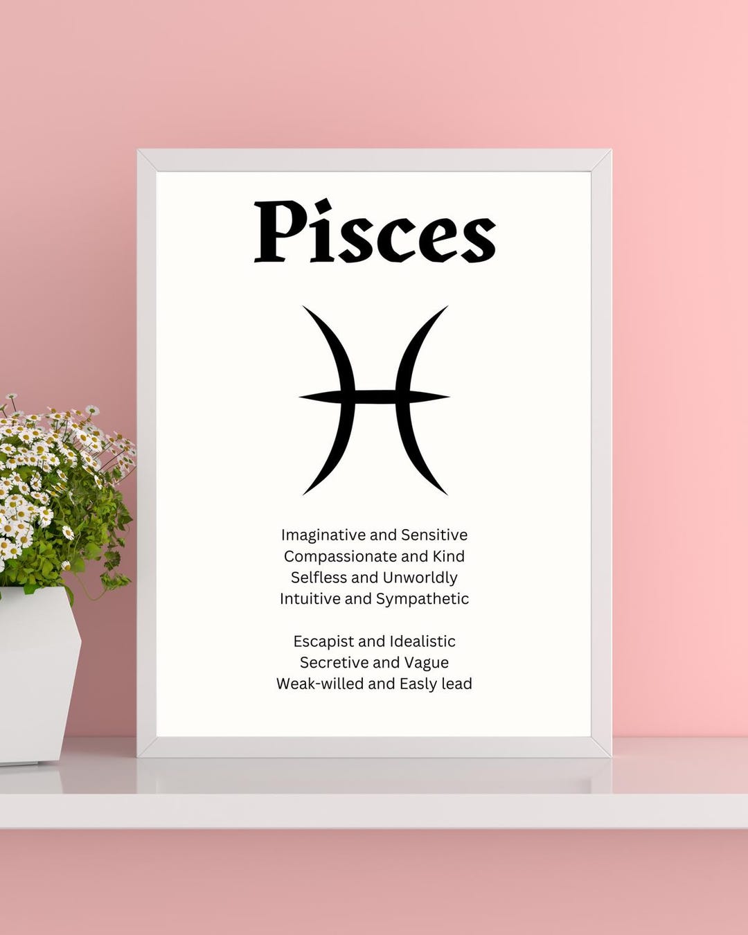 Pisces Star Sign Wall Art, Star Sign Wall Art With Personality Traits ...