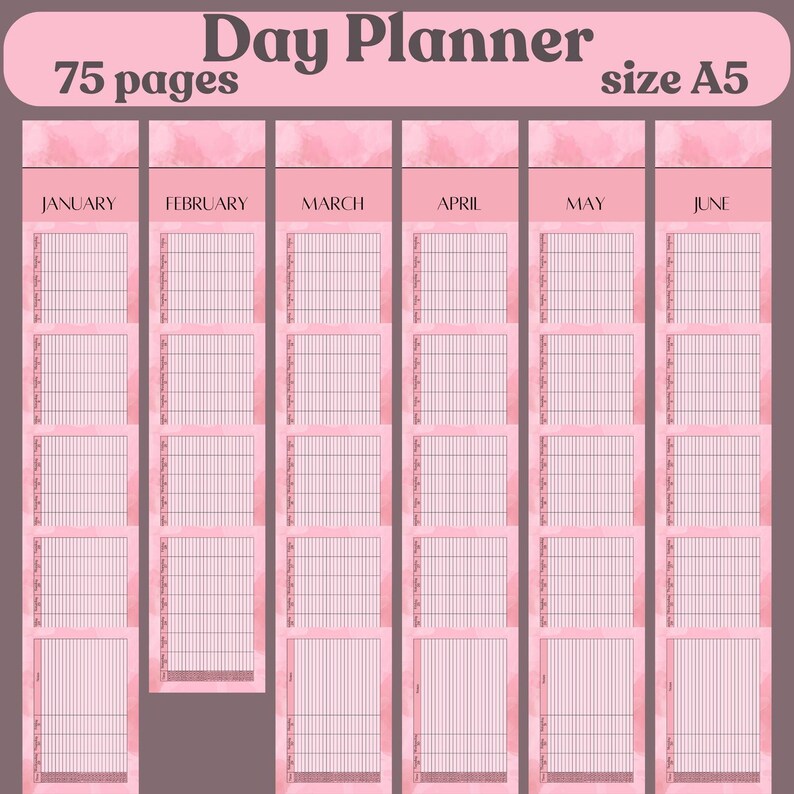 Day Planner, 2025 Day Planner, Pink 2025 Day Planner, 24 Hour Day ...