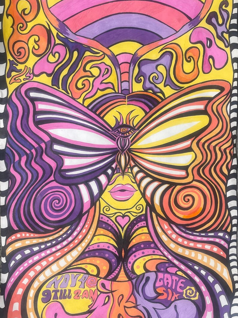 Vividly Hand-rendered the Psychedelic Now Butterfly Art Print - Etsy
