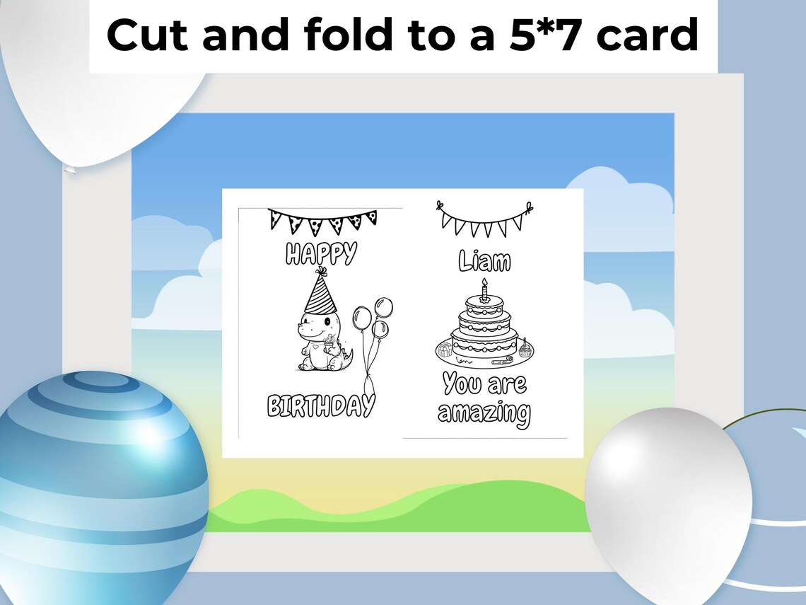 Printable Happy Birthday Coloring Card | Instant Digital Download ...