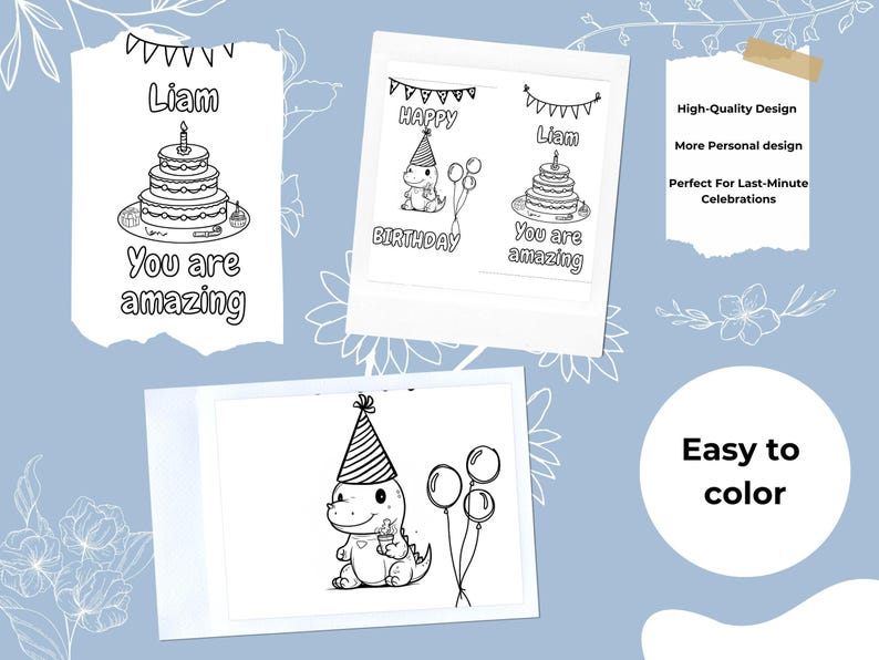 Printable Happy Birthday Coloring Card | Instant Digital Download ...