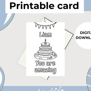 Printable Happy Birthday Coloring Card | Instant Digital Download ...