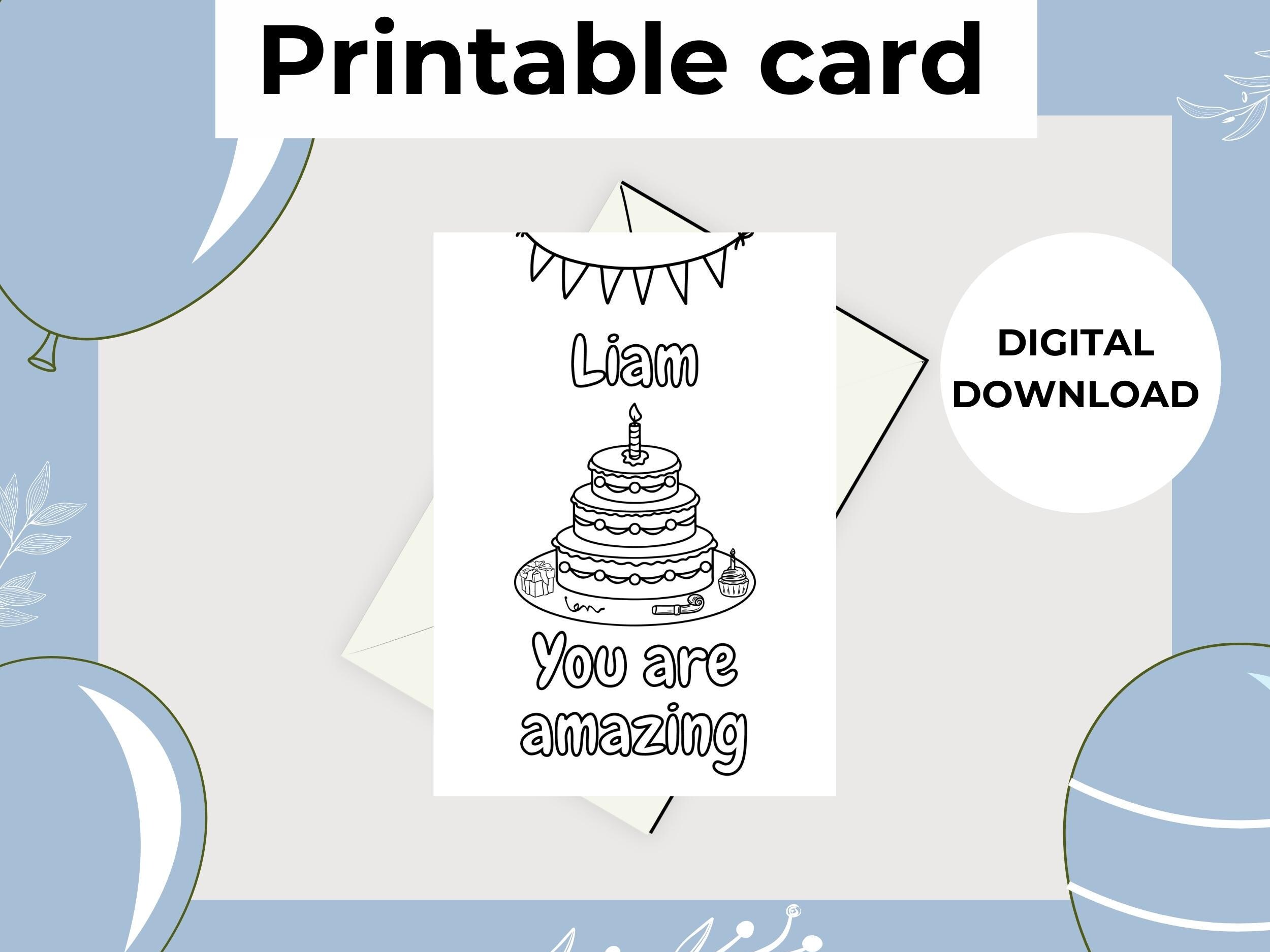 Printable Happy Birthday Coloring Card | Instant Digital Download ...