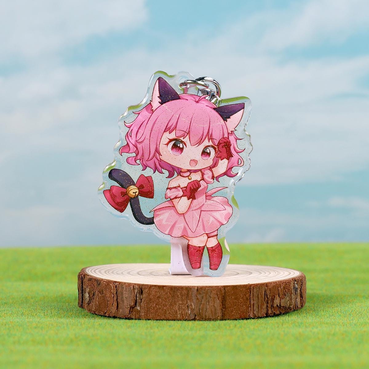 Tokyo Mew Mew Keychain Glitter - Mew Ichigo - Etsy
