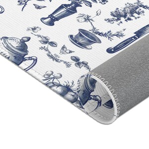 Blue Toile Area Rug Floral Modern Home Decor Rug for Patio Outdoor ...