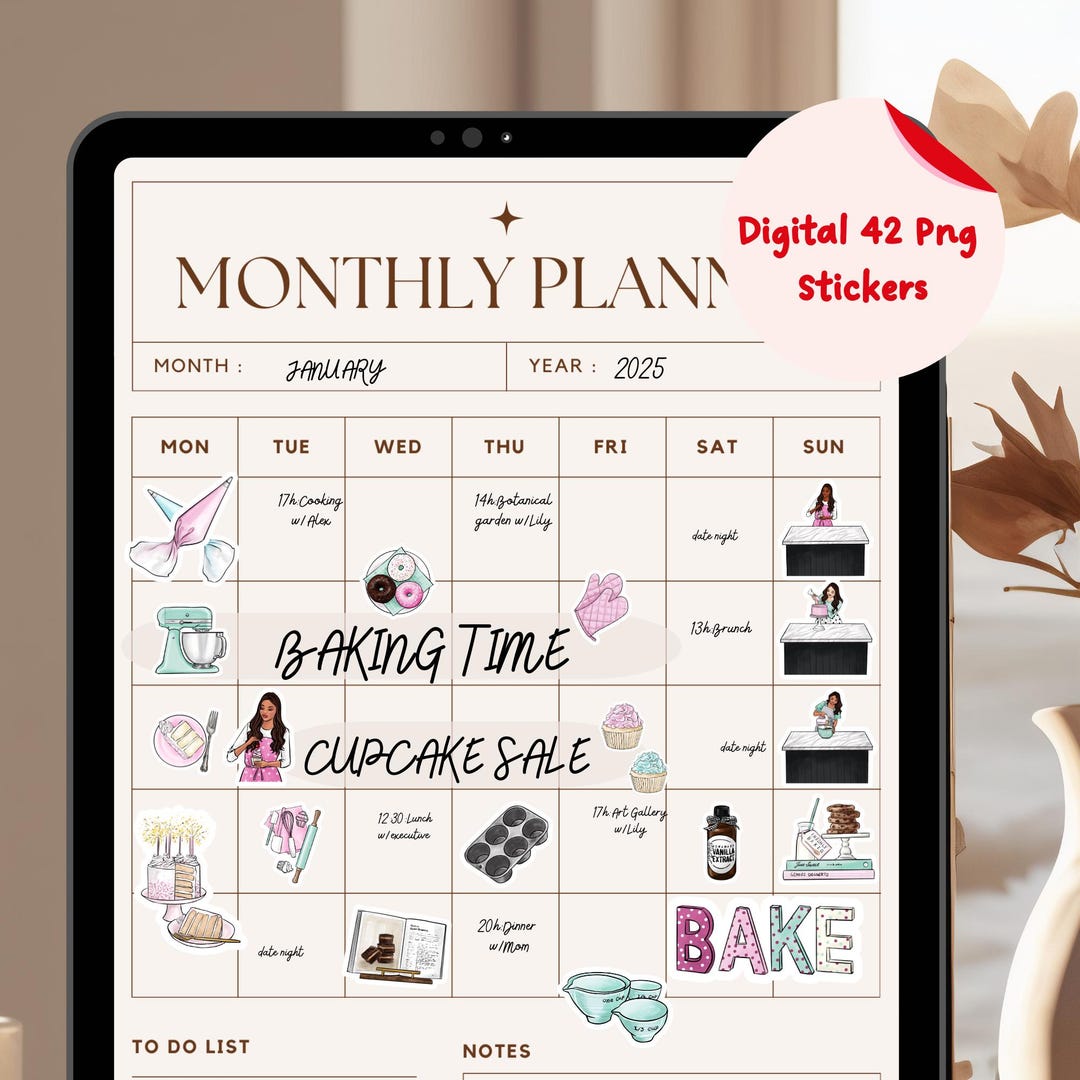 Baker Girl Sticker Sheet Hand Drawn Sticker Sheet Png Print Your Own ...