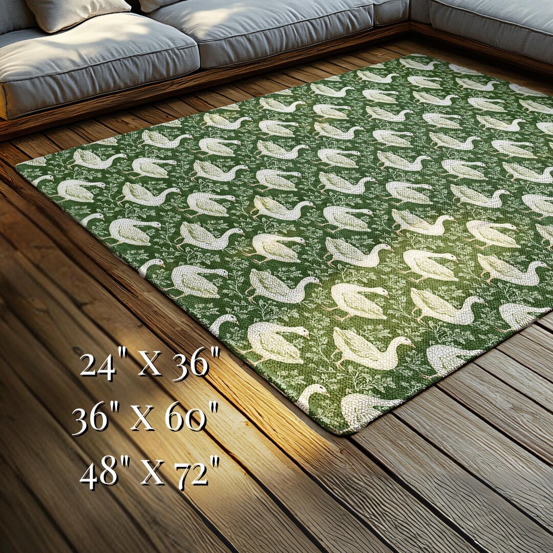 Green Floral Rug for Living Room Goose Home Decor Floral Rug for ...