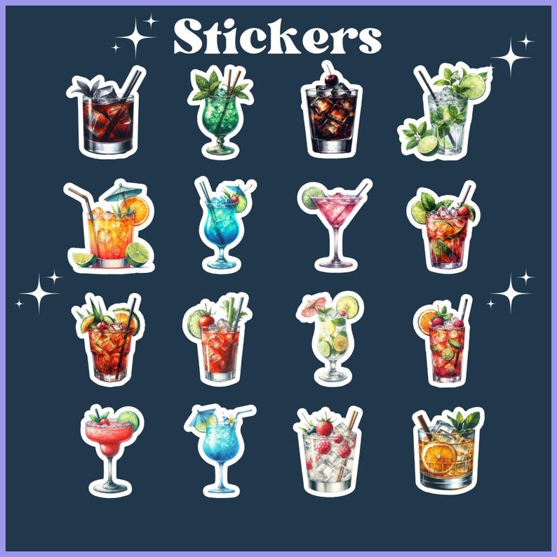 Printable Cocktail Clip Art Png Sticker Digital Download Png Cocktail ...
