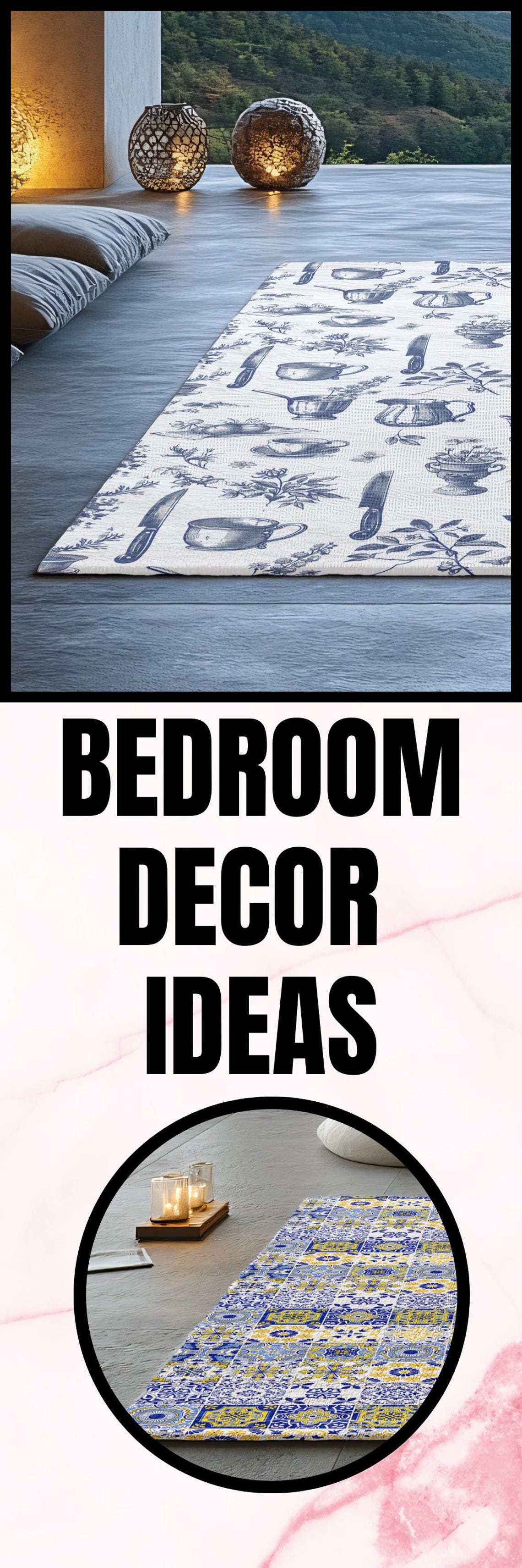 Blue Toile Area Rug Floral Modern Home Decor Rug for Patio Outdoor ...