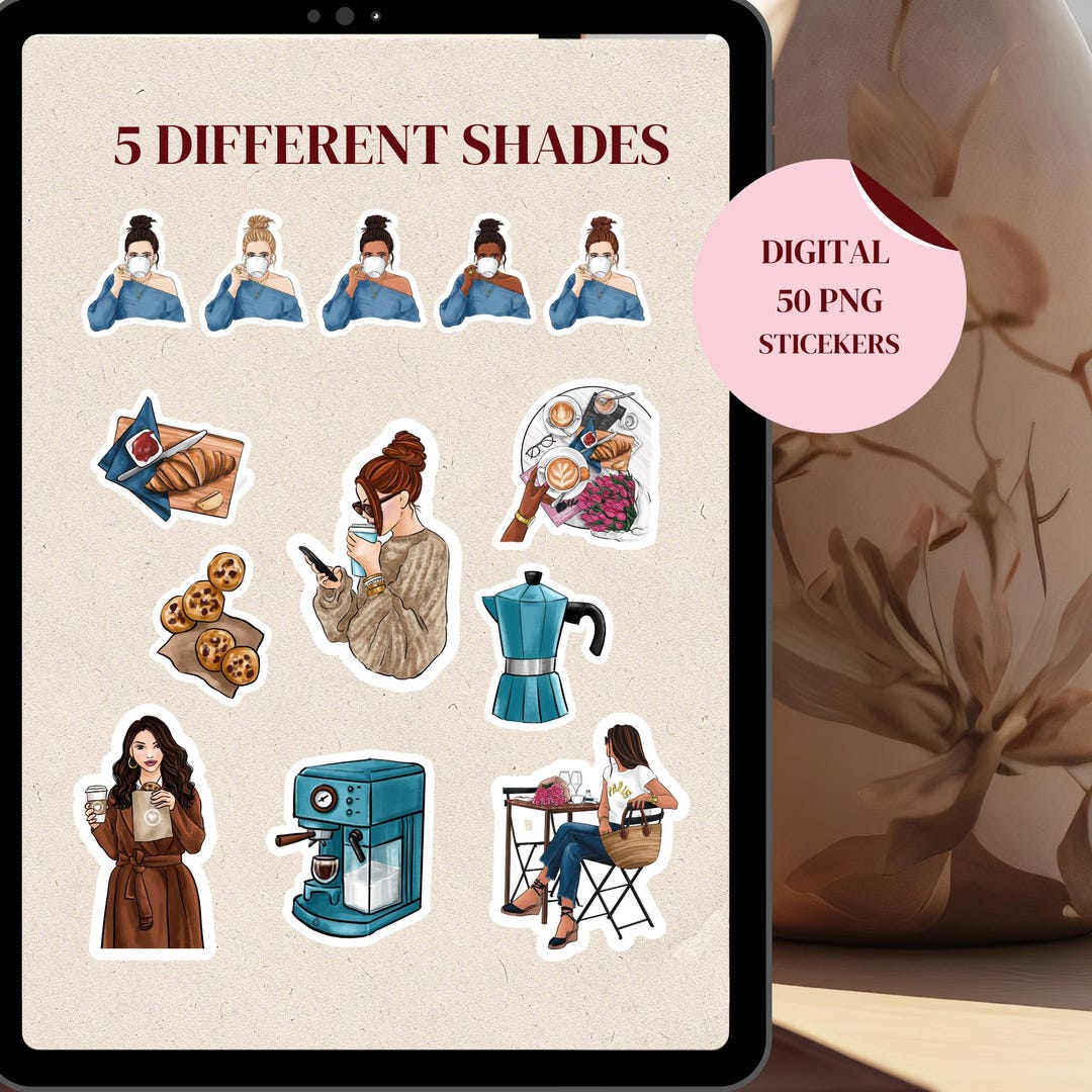Coffee Lover Sticker Sheet Png Digital Download Digital Planner iPad ...