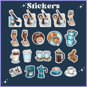 Digital Coffee Lover Sticker Sheet Png Digital Download Good Notes ...