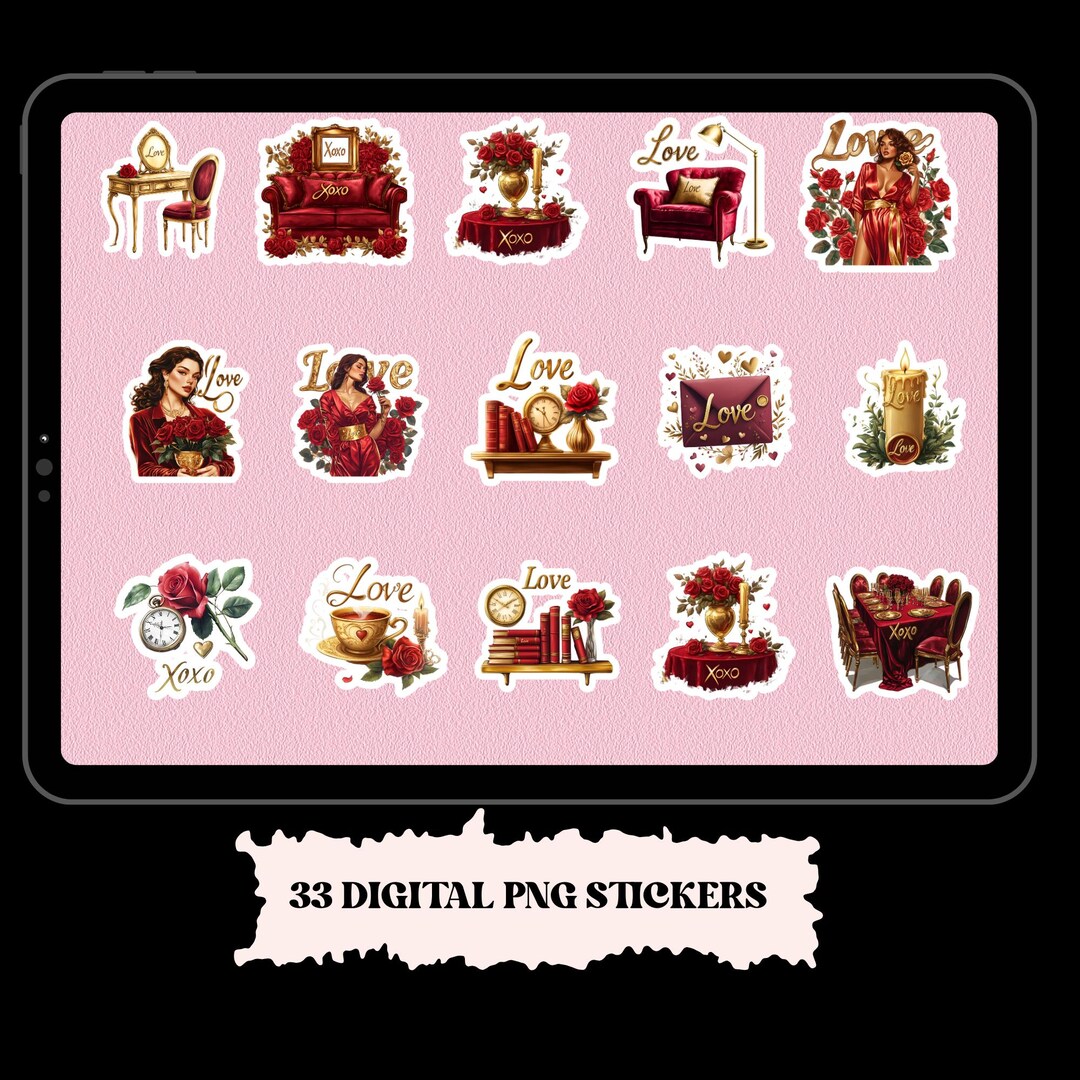 Romance Love Sticker Sheet Png Printable Sticker Sheet Digital Download ...
