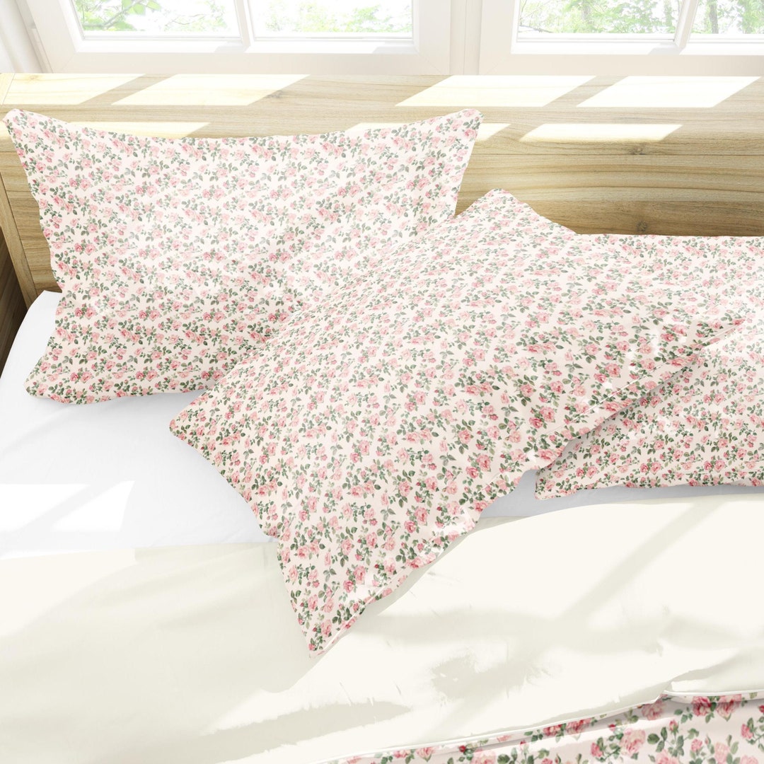 Floral Bedding Set Pink Rose Toile Bedroom Decoration New Homeowner ...