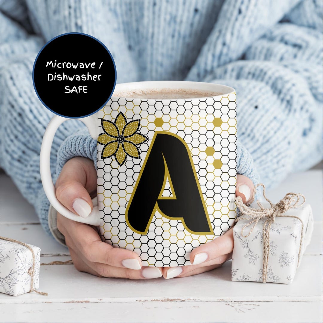 Custom Monogram Coffee Cup Floral Initial Mug Teacher Gift Personalized ...