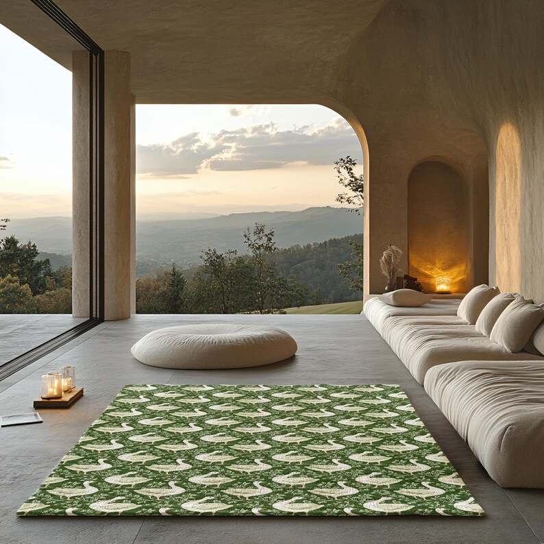 Green Floral Rug for Living Room Goose Home Decor Floral Rug for ...