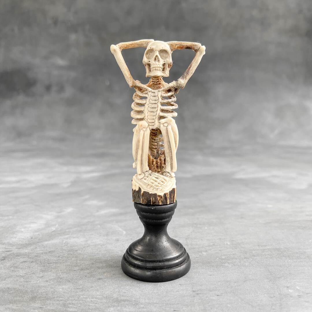 Hand-carved Antler Bone Sculpture Seated Human Skeleton Design - Etsy