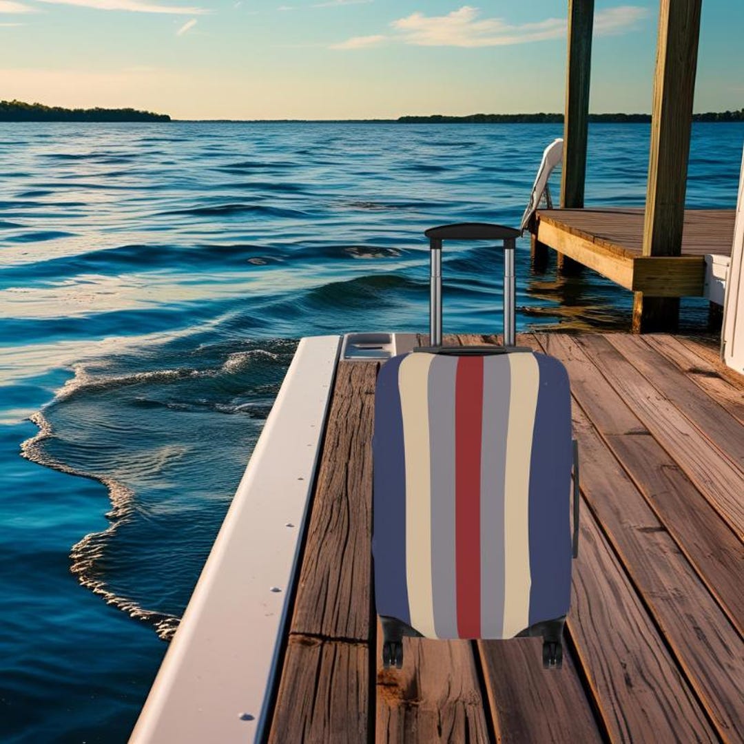 Nautical Striped Luggage Cover, Durable Travel Protection Sleeves ...