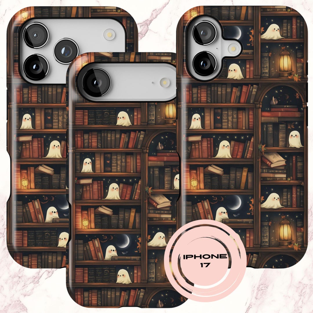 Spooky Ghosts Library Phone Case, Book Lover Halloween Phone Cover for ...
