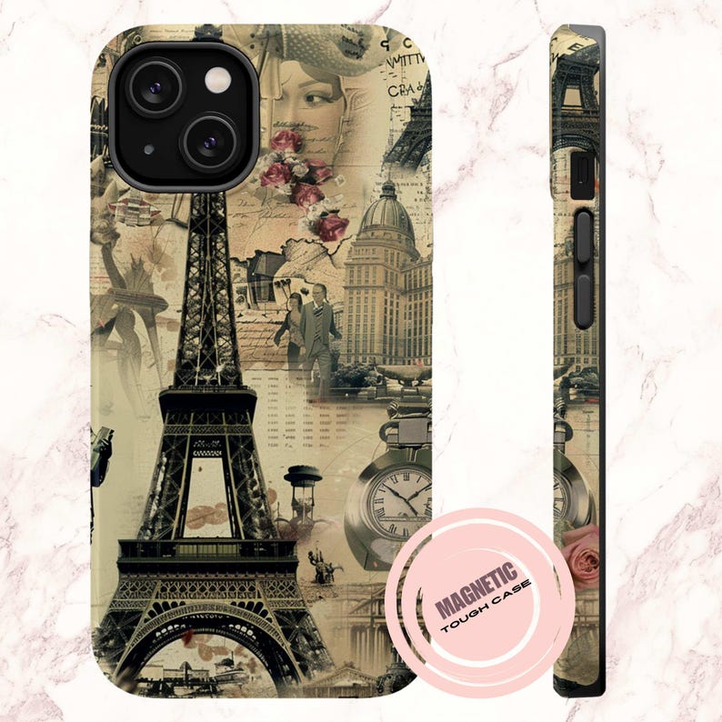 Vintage Paris Eiffel Tower Magnetic Tough Phone Case, French Design ...
