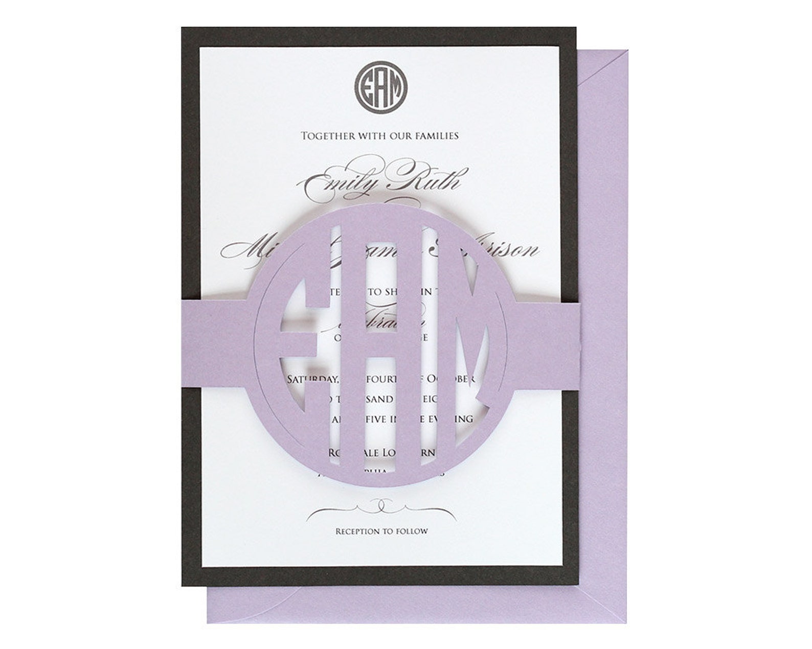 Circle Monogram Wedding Invitations Initials Letters - Etsy