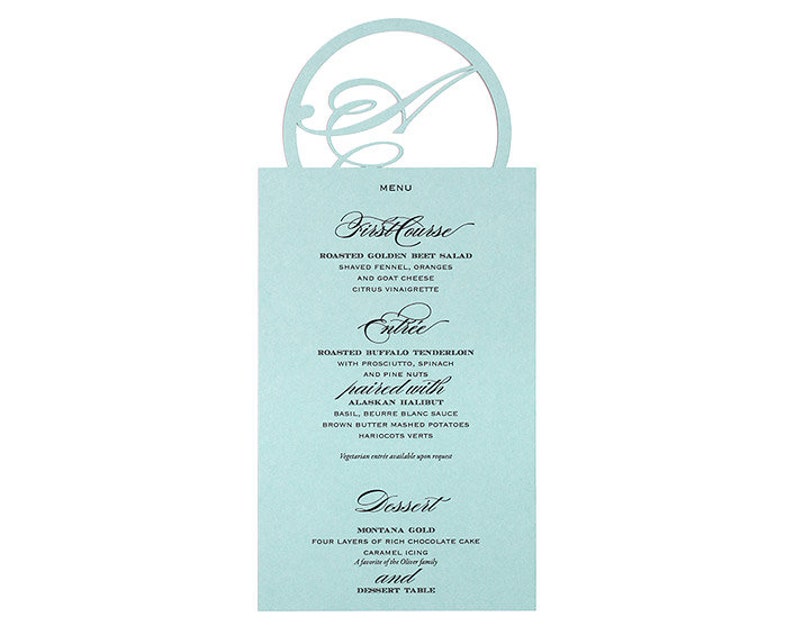 Monogram Menu Cards - Cutout Letter Table Ornamentation - Etsy