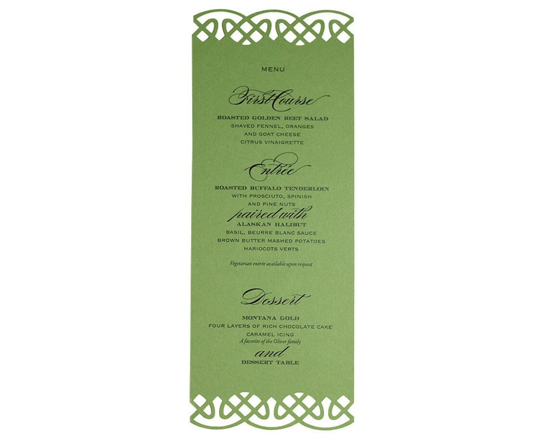 Celtic Knot Menu Cards - Cutout, Irish Wedding Accessory - Etsy