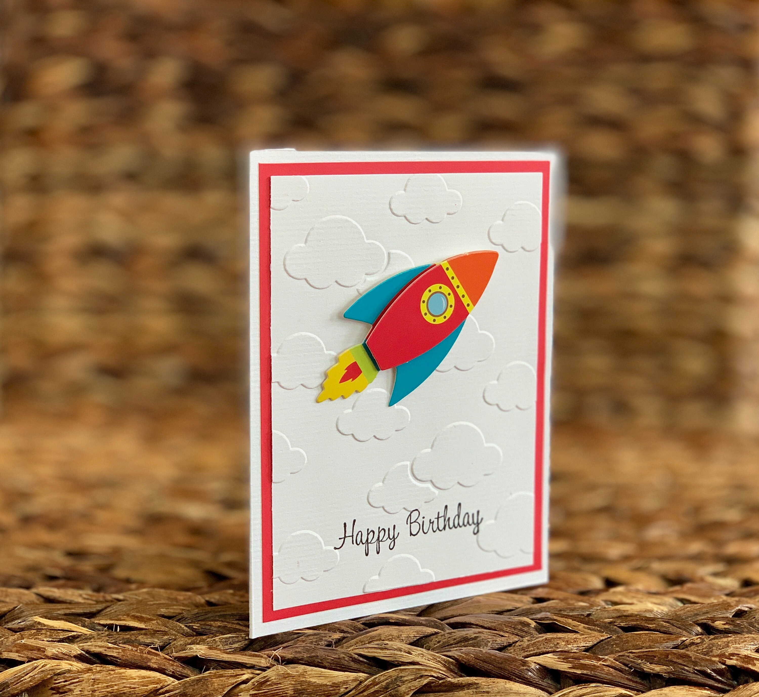 Boy Birthday Card Rocket Handmade Cards L Birthday Card Spaceship Card ...
