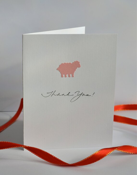 Set of 6 Little Lamb Girl Thank You Cards Greeting Cards | Etsy