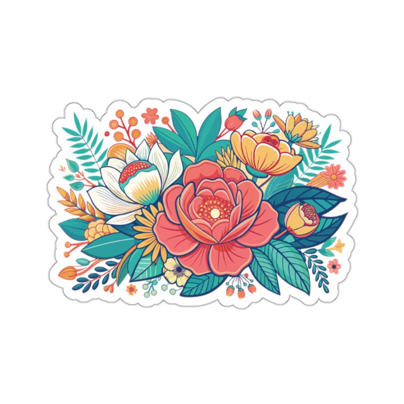 Floral Stickers, Colorful Flower Sticker Pack, Garden Theme Laptop ...