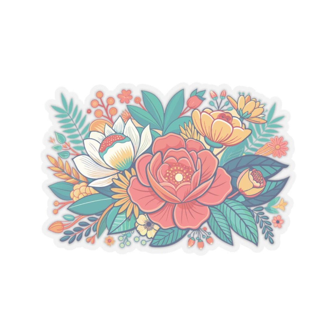 Floral Stickers, Colorful Flower Sticker Pack, Garden Theme Laptop ...