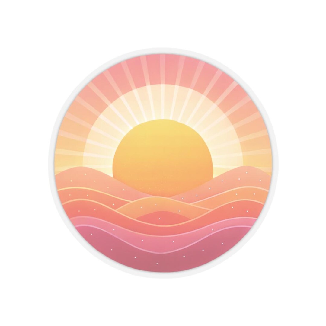 Sunset Waves Kiss-cut Stickers, Aesthetic Stickers for Laptops ...