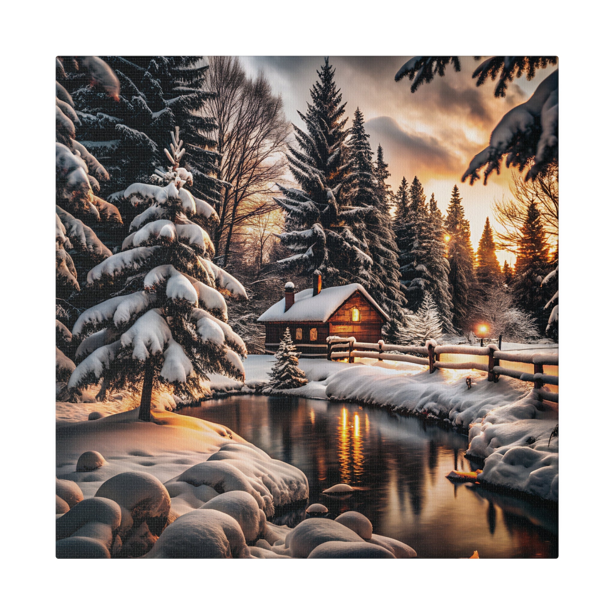 Cozy Cabin Winter Holiday Matte Canvas, Stretched, 0.75" - Etsy